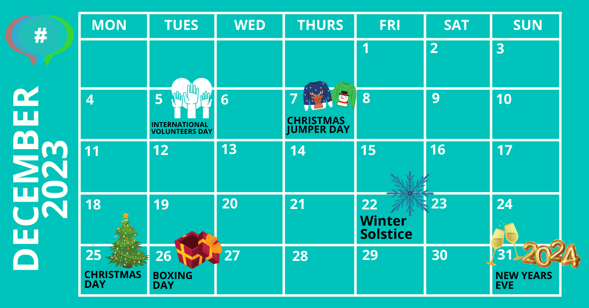 What are the key marketing dates for December 2023?